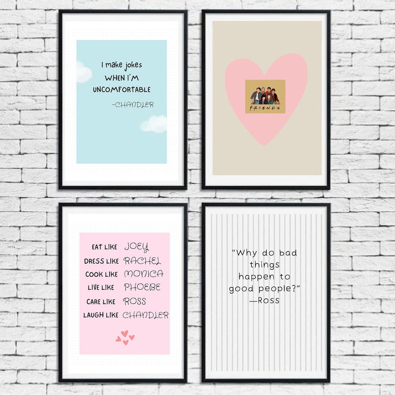 Set of 4 Posters Friends TV Show Quotes Friends TV Sitcom - Etsy