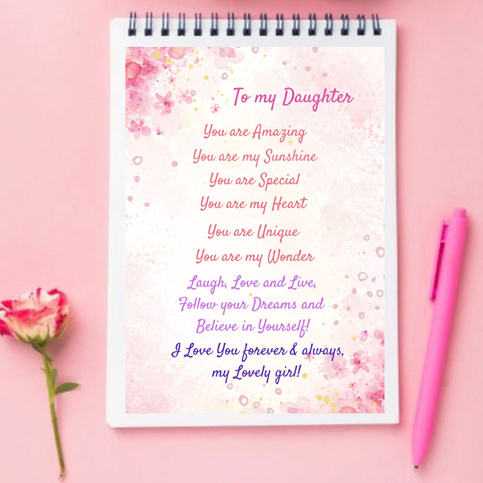 Special Poem Print for Daughter - to My Daughter I Love You - to My ...