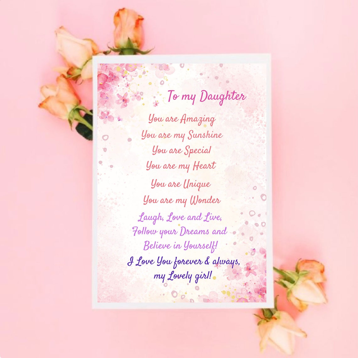 Special Poem Print for Daughter to My Daughter I Love You to My ...