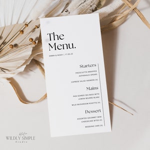 Slim Wedding Menu, Modern Minimalist Reception Dinner, Simple Chic Food ...