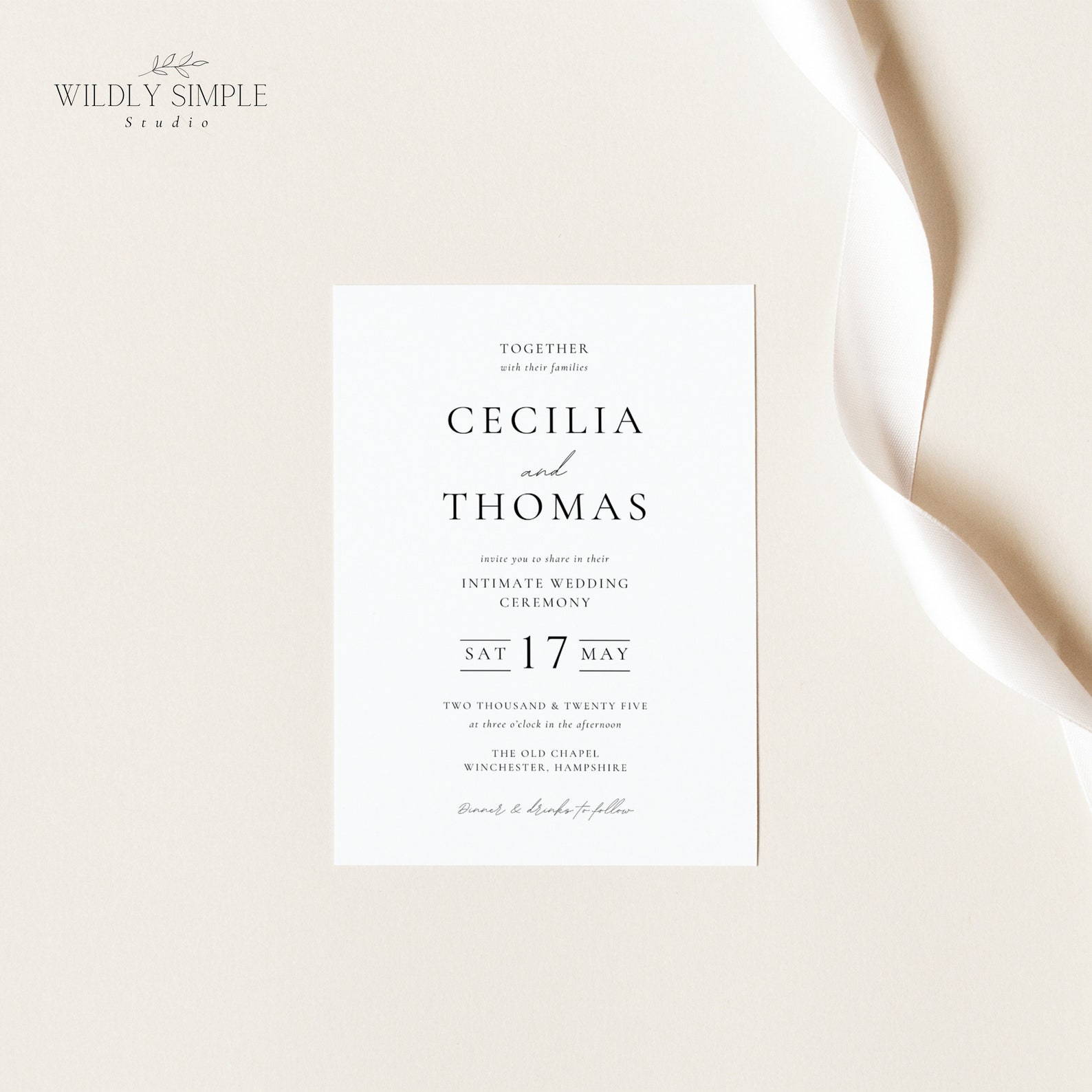Intimate Wedding Ceremony Invitation, Elegant Micro Wedding Invite ...