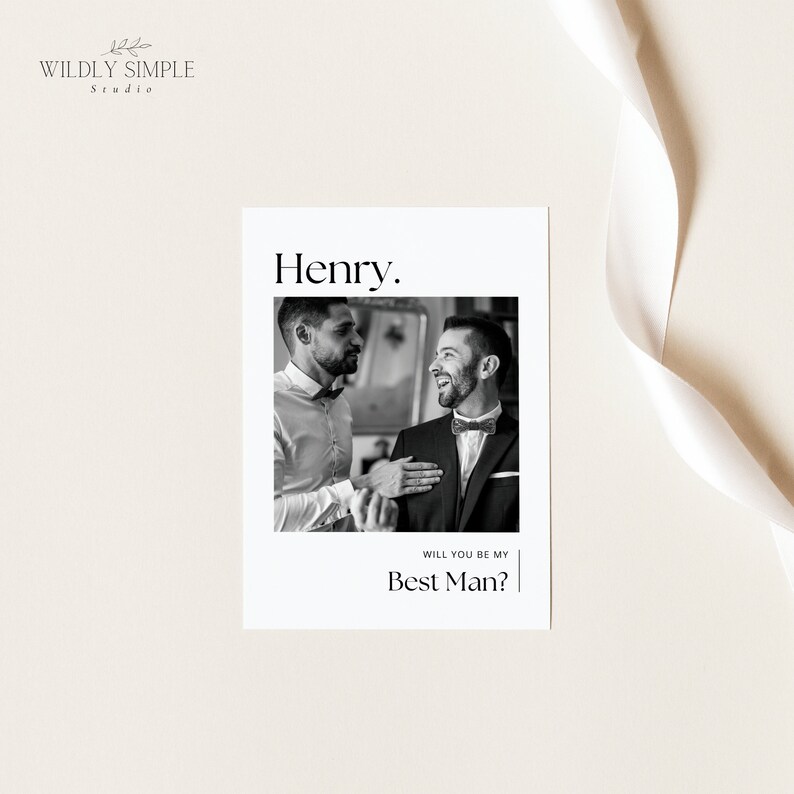 Best Man Invite Card, Will You Be My Best Man Card With Photo, Wedding ...