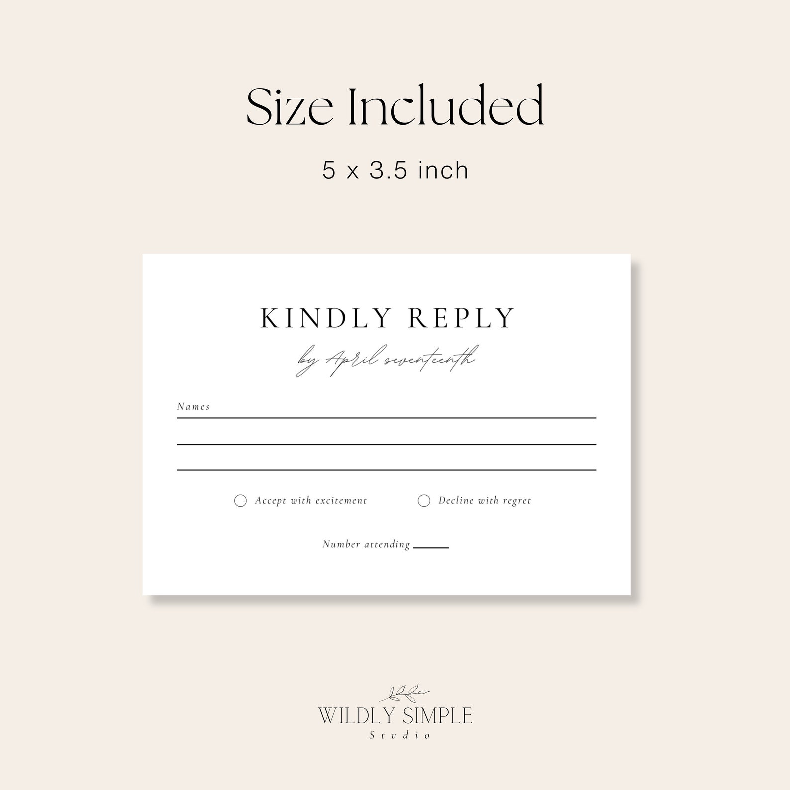 Elegant Wedding RSVP Card, Script Response Invitation Insert, Kindly ...