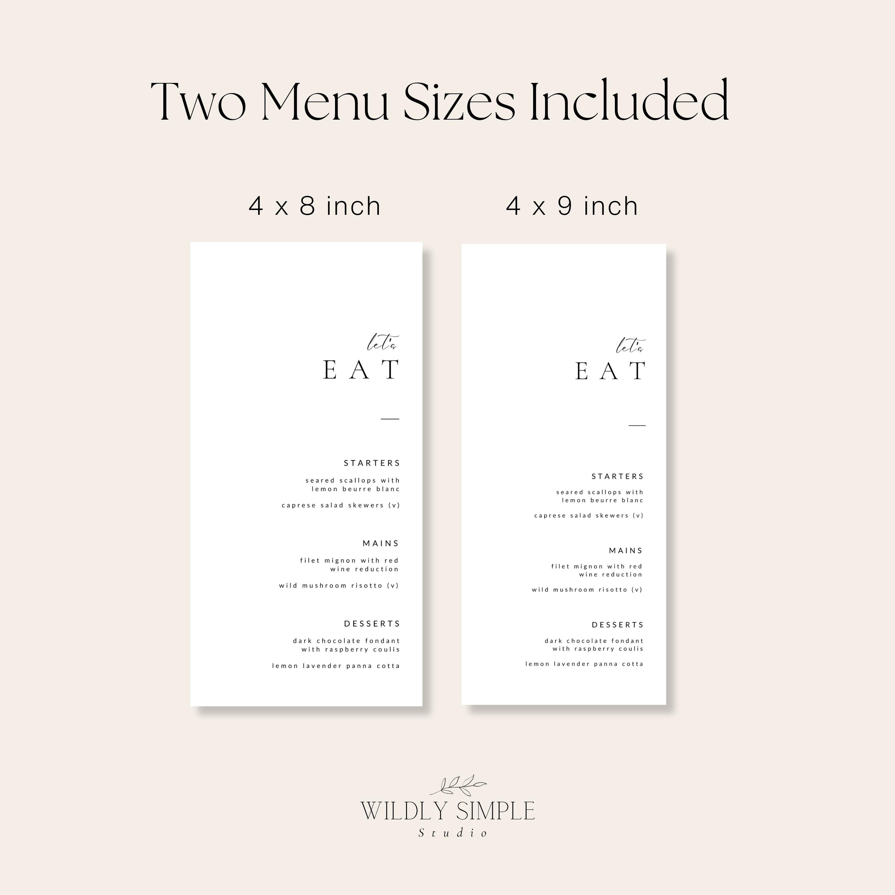 Dinner Menu With Place Card, the Night Before Wedding Rehearsal, Name ...