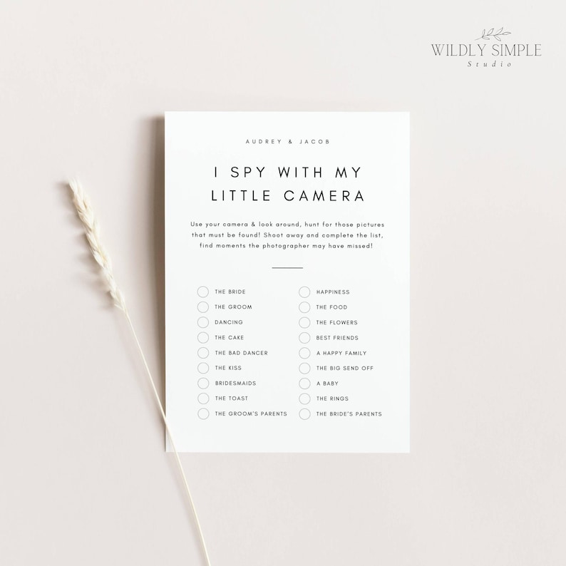 I Spy Wedding Camera Game, Interactive Scavenger Hunt Card, Photo ...