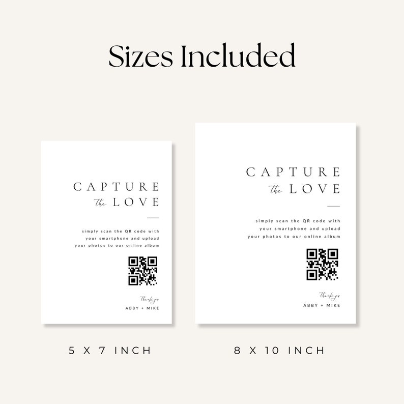 Capture the Love QR Code Sign, Minimal Share the Love Photo Sign ...