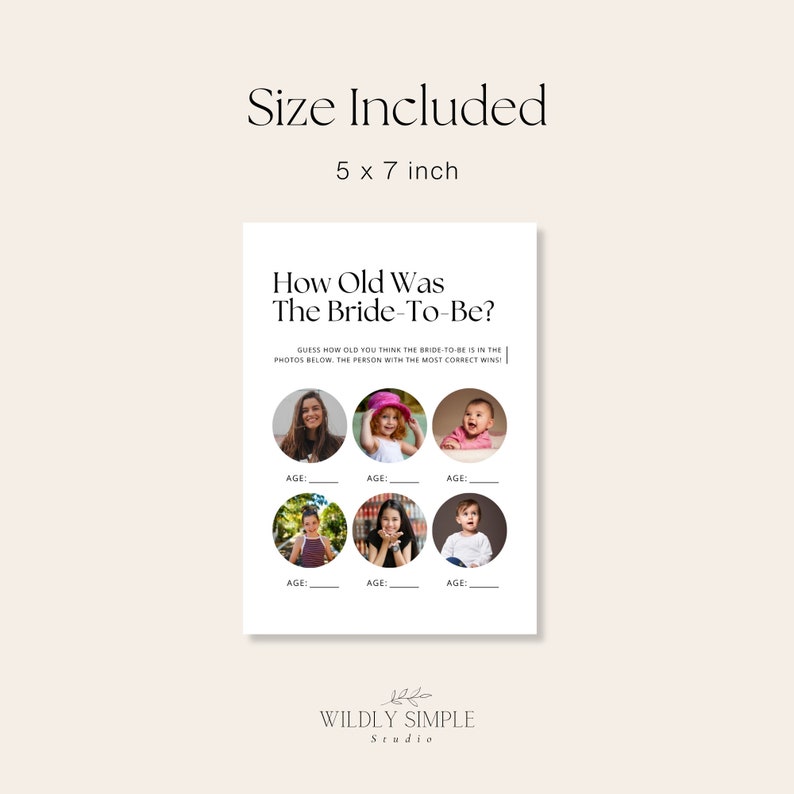 How Old Was the Bride Template, Modern Bridal Shower Game, Printable ...