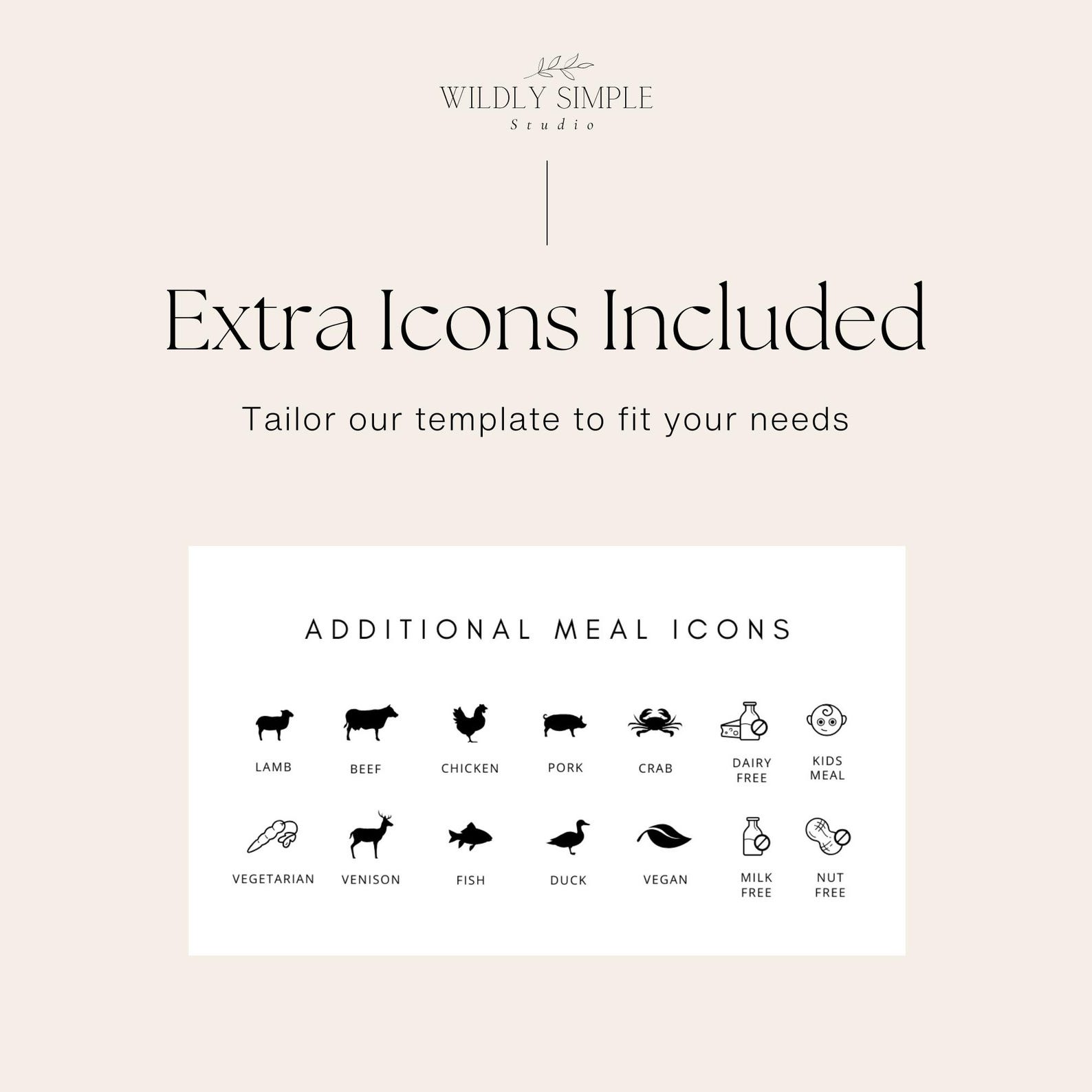 Place Card With Meal Indicator, Wedding Food Selection, Name Card With ...