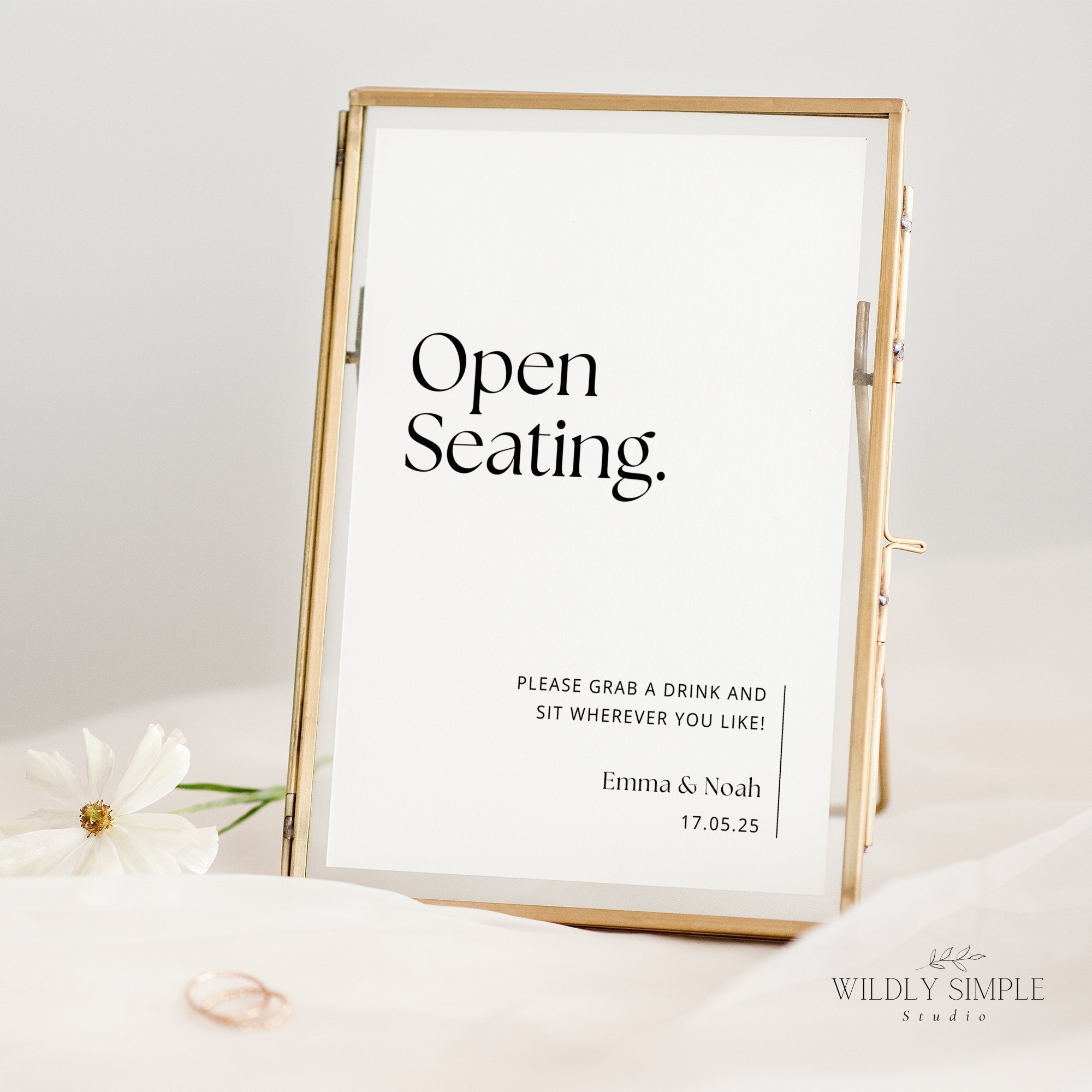 Open Seating Sign, Printable No Assigned Seating, Sit Anywhere, Modern ...