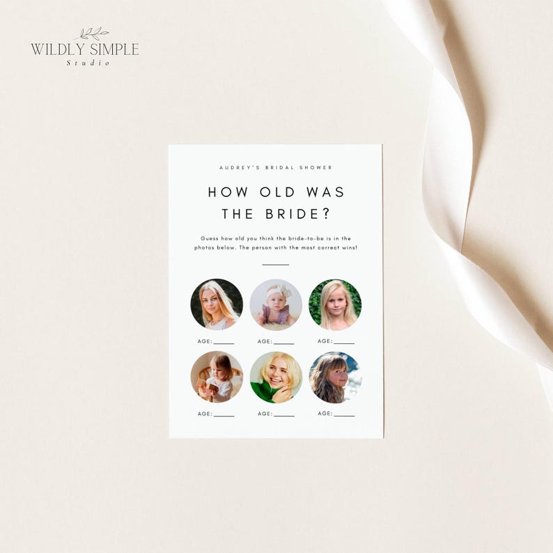 How Old Was the Bride Template, Modern Bridal Shower Game, Printable ...