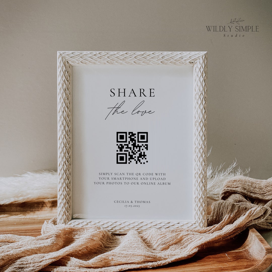 Share the Love QR Code Sign, Elegant Capture the Love Photo Sign ...