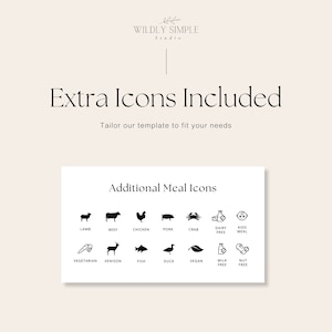 Place Card With Meal Indicator, Wedding Food Choice Icons, Name Card ...