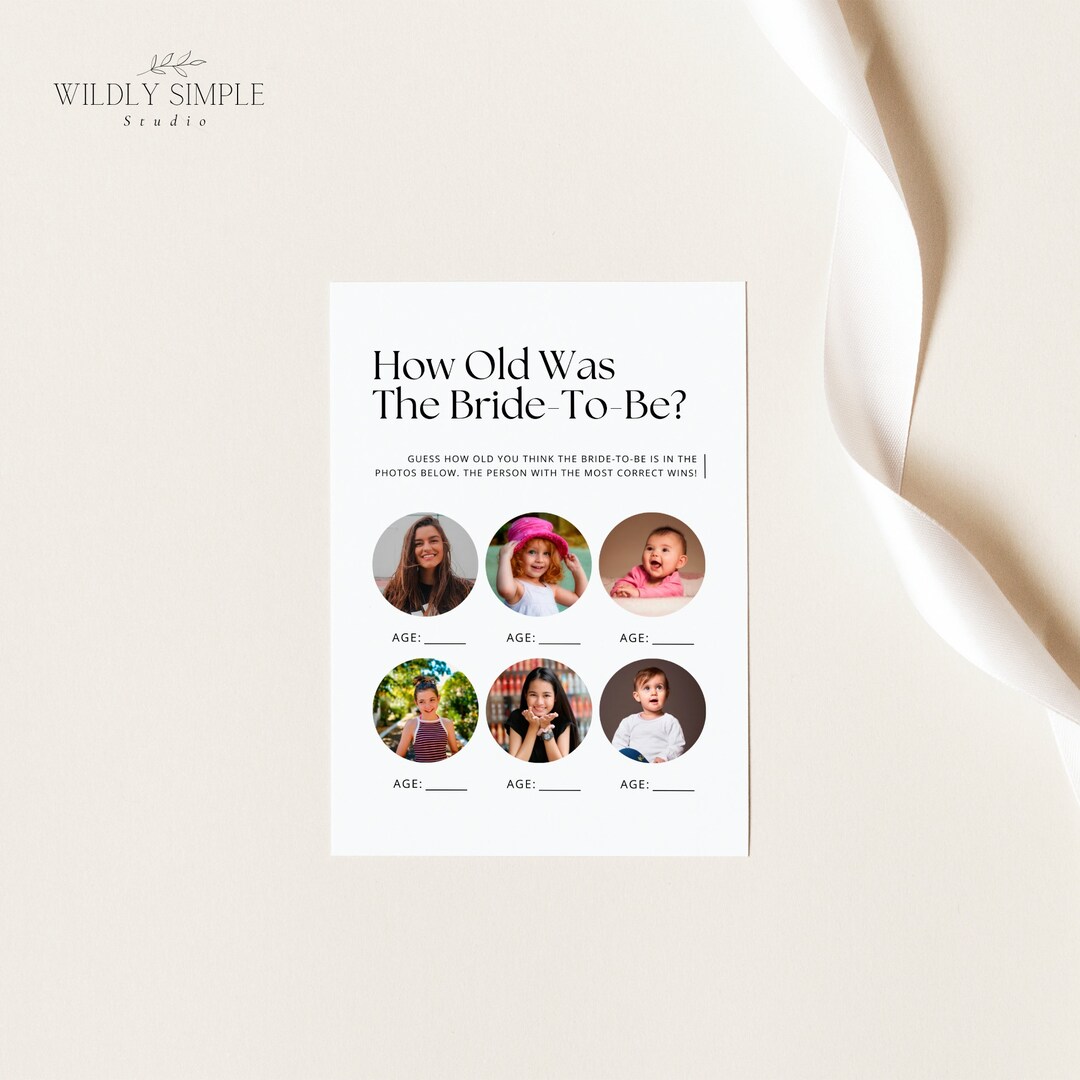 How Old Was the Bride Template, Modern Bridal Shower Game, Printable ...