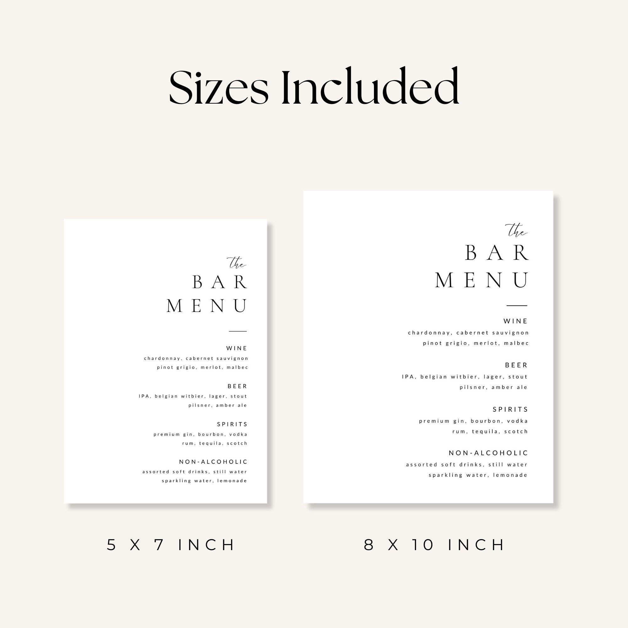 Simple Minimalist Bar Menu Sign Template, Modern Drink Menu Template ...