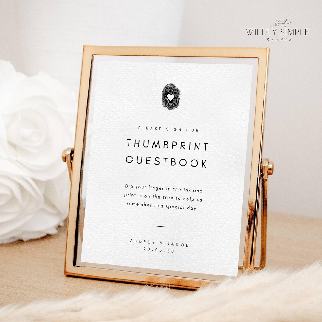 Thumbprint Tree Wedding Guest Book, Printable Finger Print Table Sign ...
