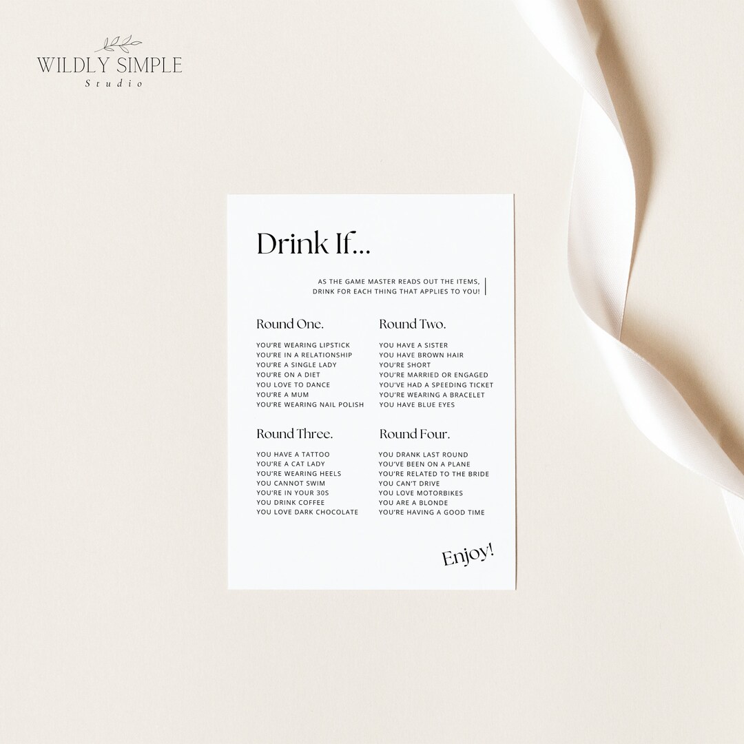Drink If Bridal Shower Game, Bachelorette Party Drinking Game ...