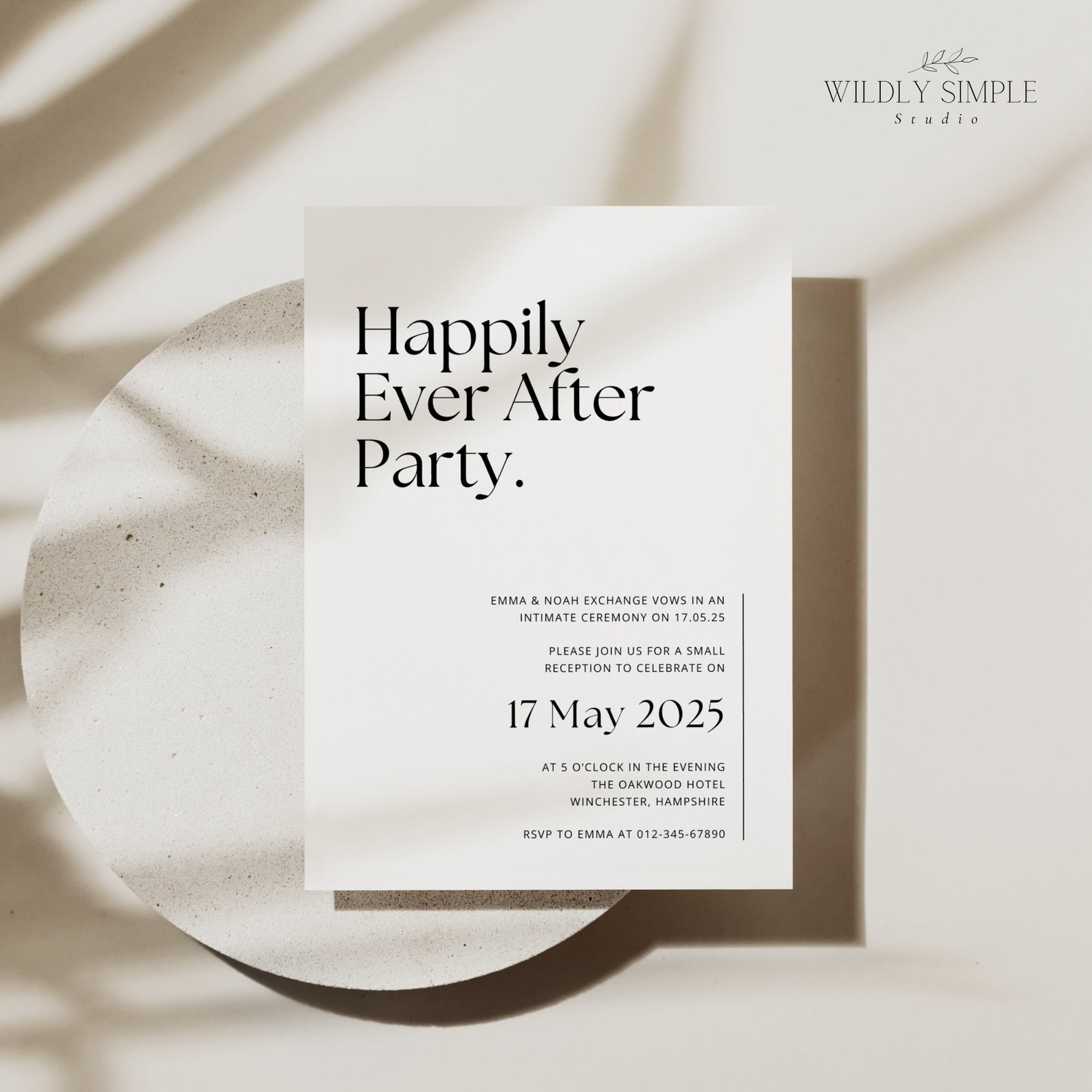 Happily Ever After Wedding Reception Invitation, Modern Minimalist ...