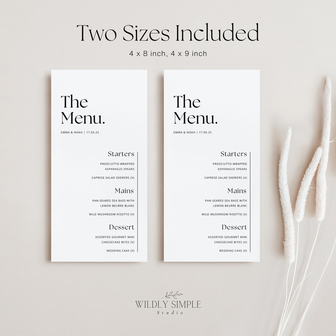 Slim Wedding Menu, Modern Minimalist Reception Dinner, Simple Chic Food ...