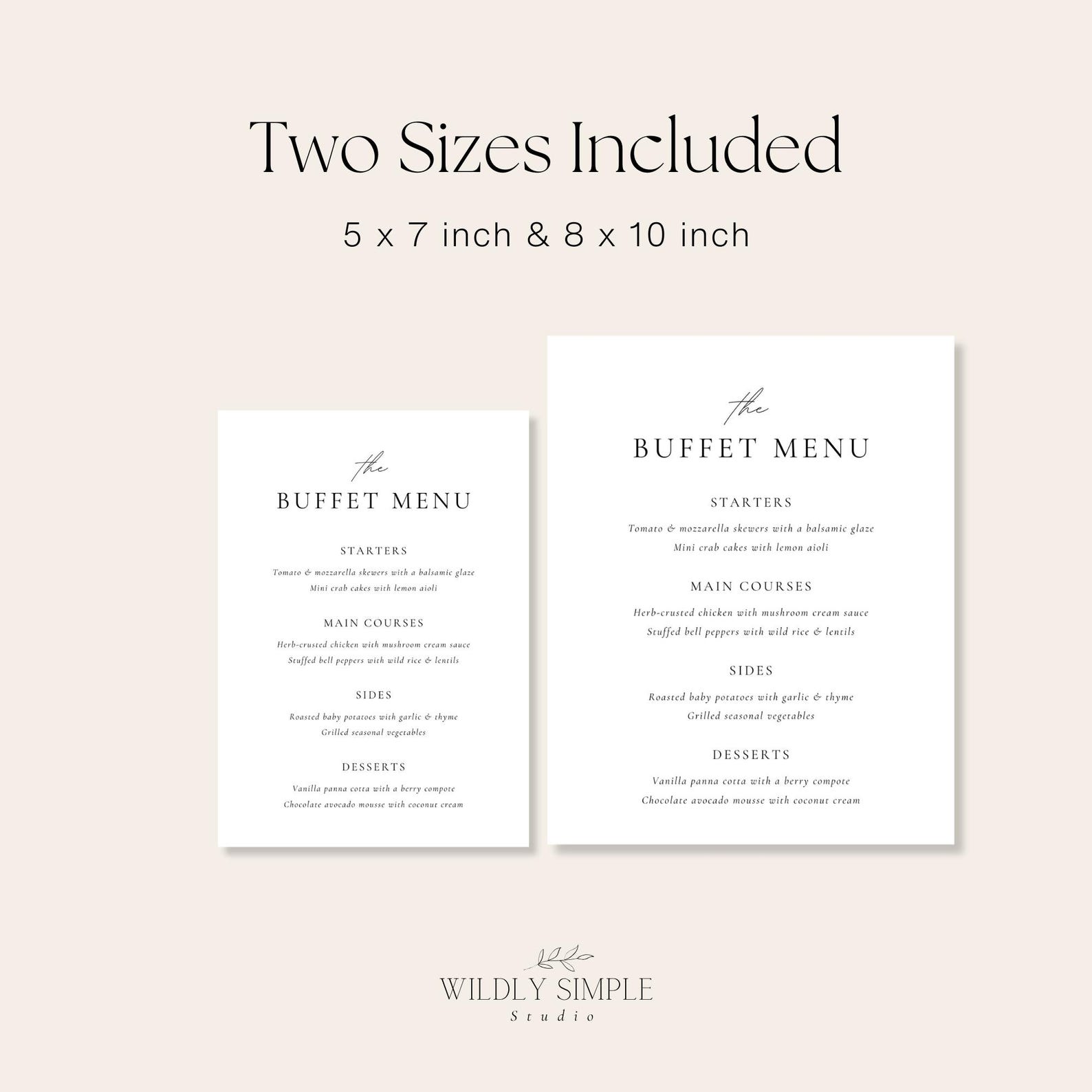 Food Menu Buffet Sign Wedding, Elegant Minimal, Reception Dinner Table ...
