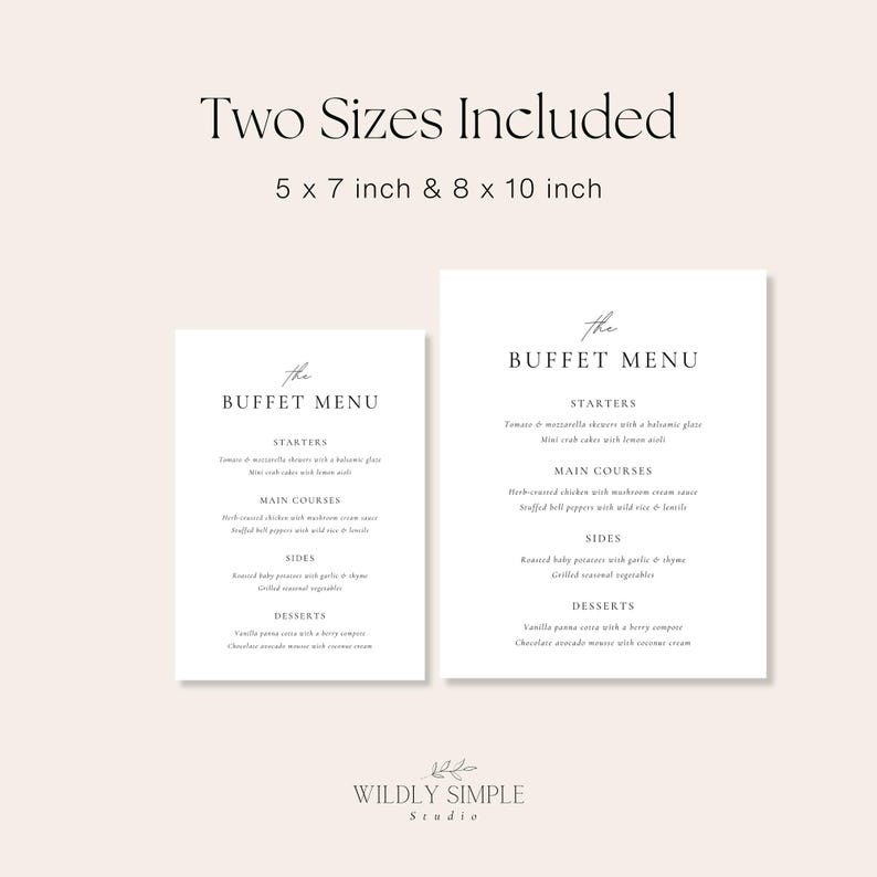 Food Menu Buffet Sign Wedding, Elegant Minimal, Reception Dinner Table ...