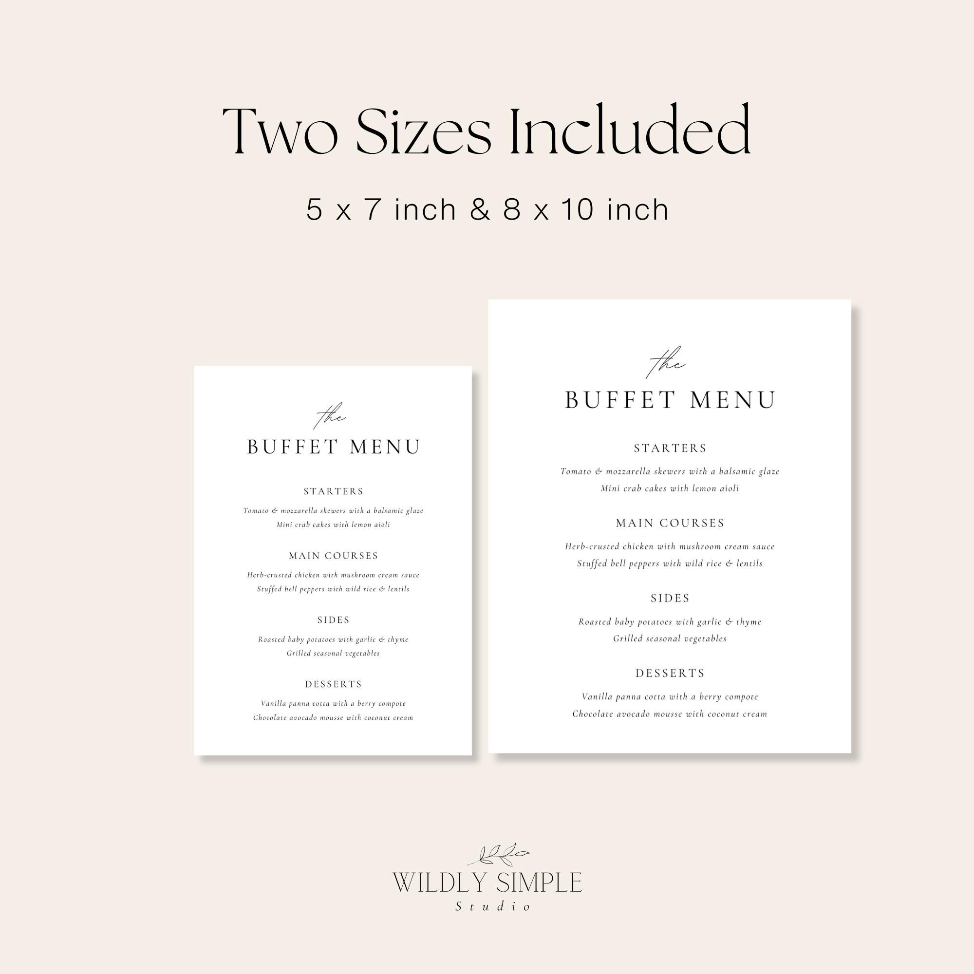 Food Menu Buffet Sign Wedding, Elegant Minimal, Reception Dinner Table ...