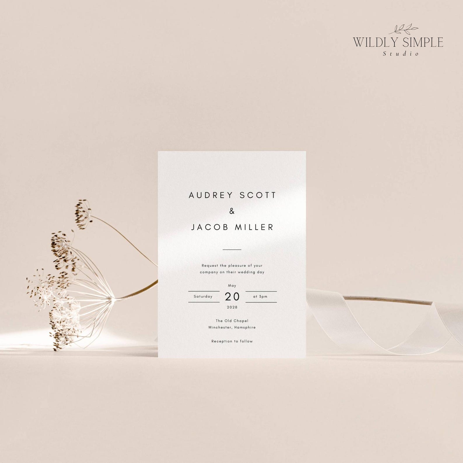 Simple Wedding Invitation, Modern Ceremony Invite, Minimalist Wedding ...