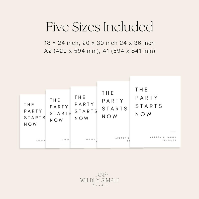 The Party Starts Now Wedding Sign, Custom Ceremony Welcome Poster ...