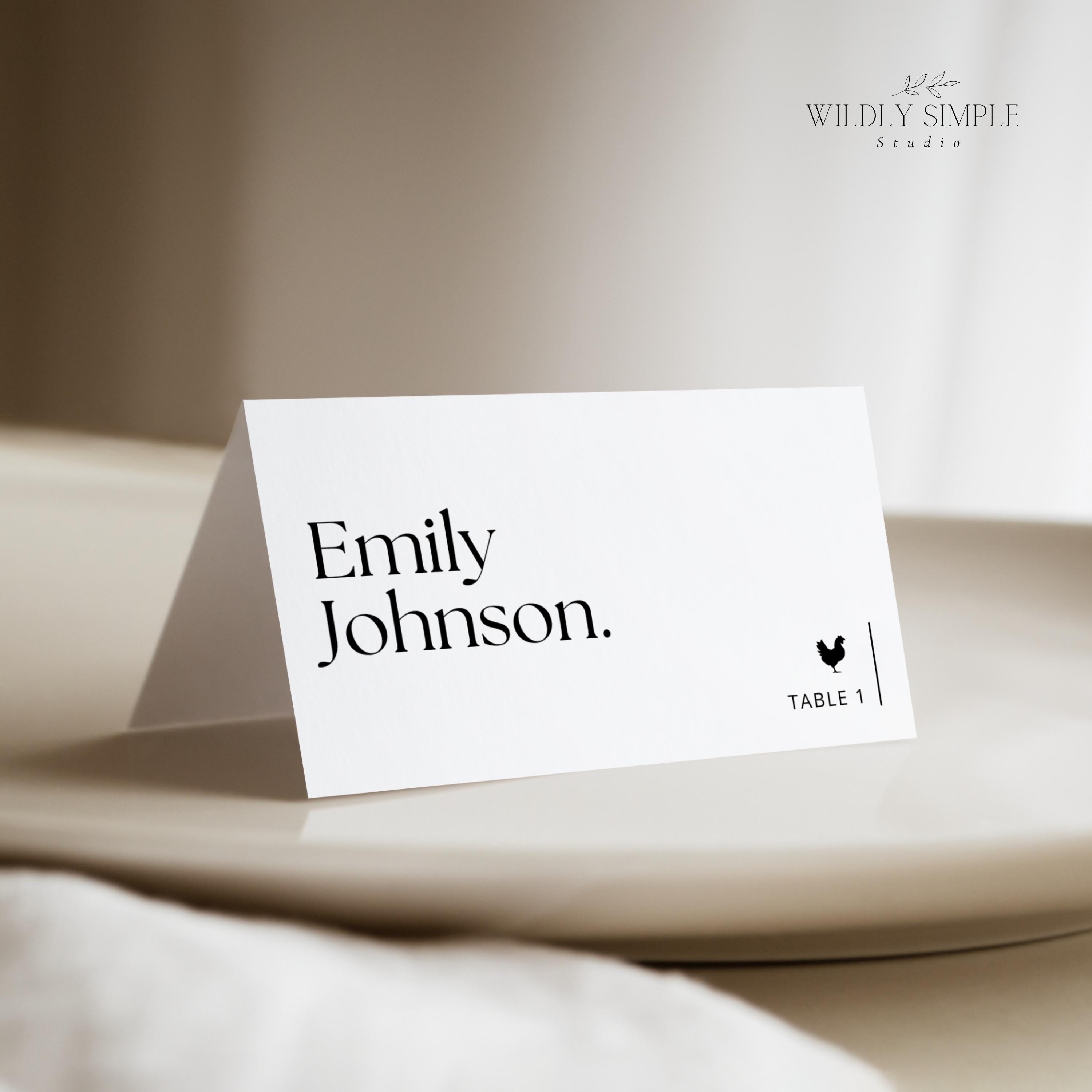 Rehearsal Dinner Menu and Name Card, Modern Wedding Place Card With ...