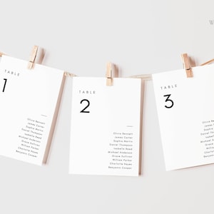 Table Numbers With Guest Names, 1-30 Personalised Seating Chart Cards ...