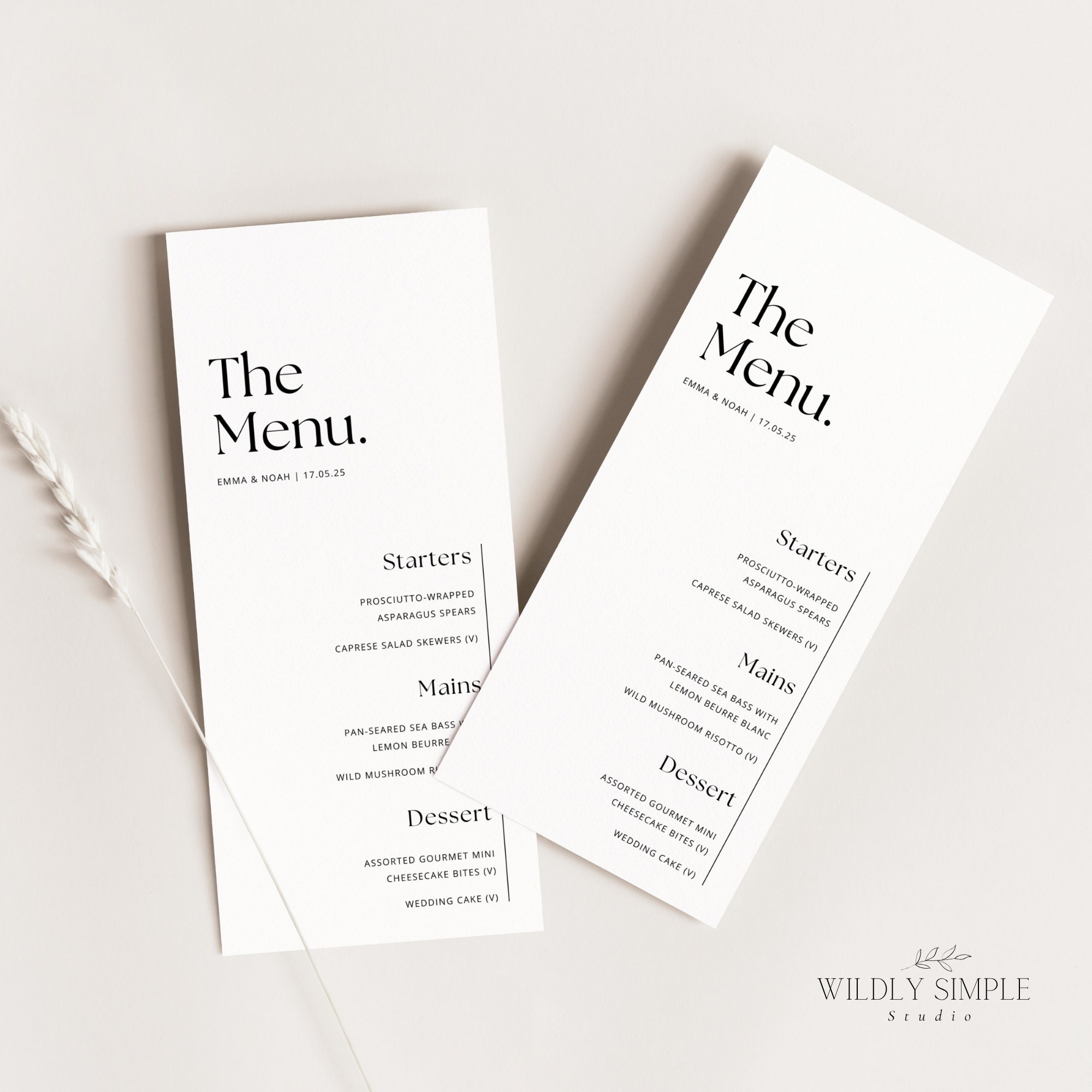 Slim Wedding Menu, Modern Minimalist Reception Dinner, Simple Chic Food ...