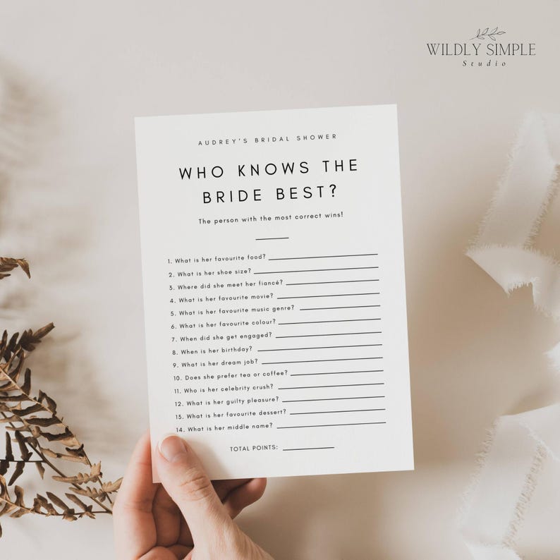 Who Knows the Bride Game, Printable Bridal Shower Activity, Fun Hen ...