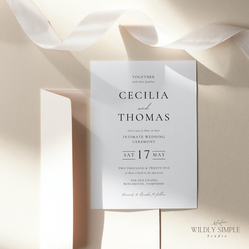 Intimate Wedding Ceremony Invitation, Elegant Micro Wedding Invite ...