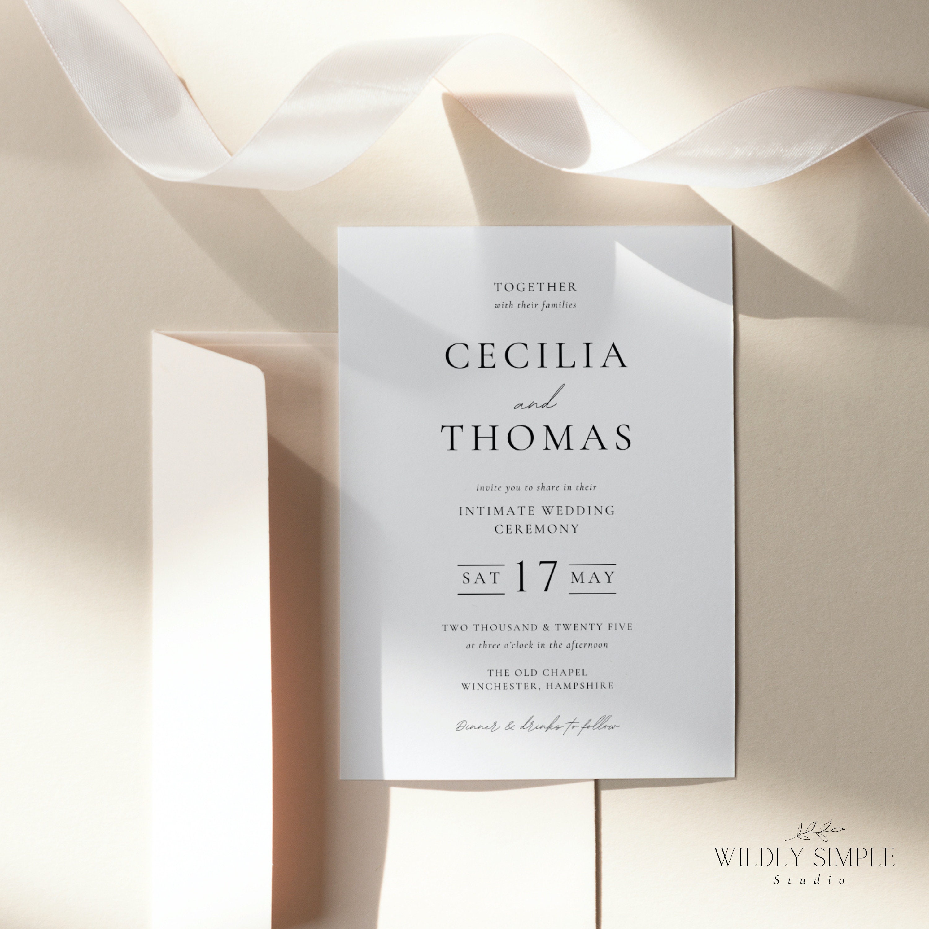 Intimate Wedding Ceremony Invitation, Elegant Micro Wedding Invite ...