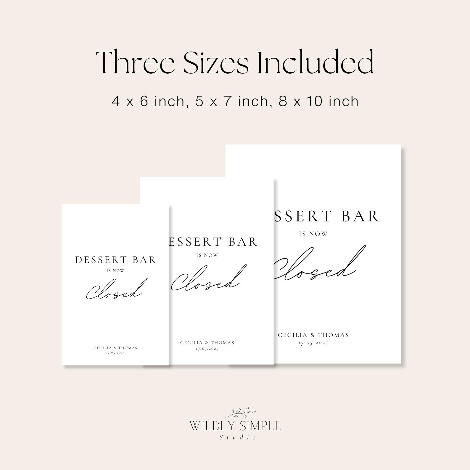 Dessert Bar Closed, Sweet Station Wedding Sign, Elegant Table Reception ...