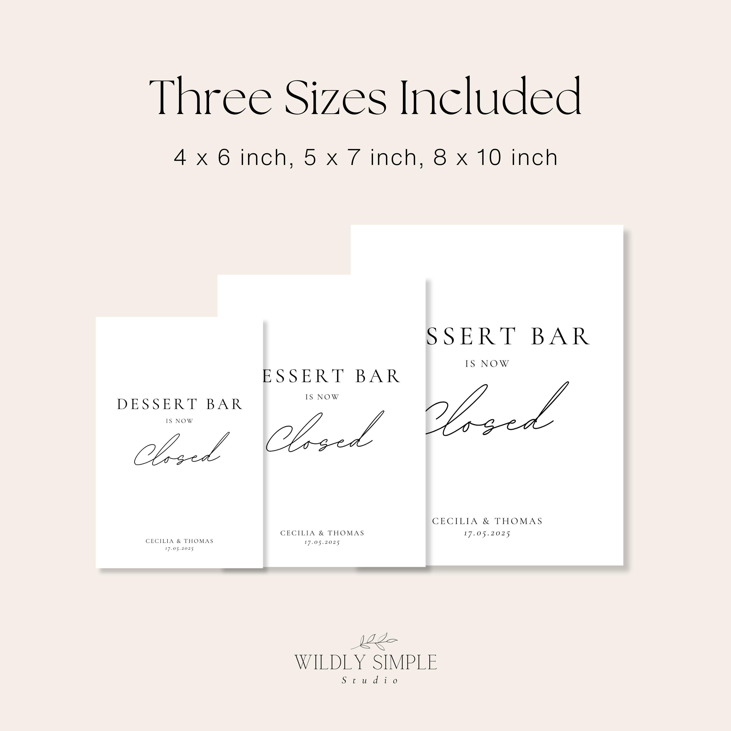 Dessert Bar Closed, Sweet Station Wedding Sign, Elegant Table Reception ...