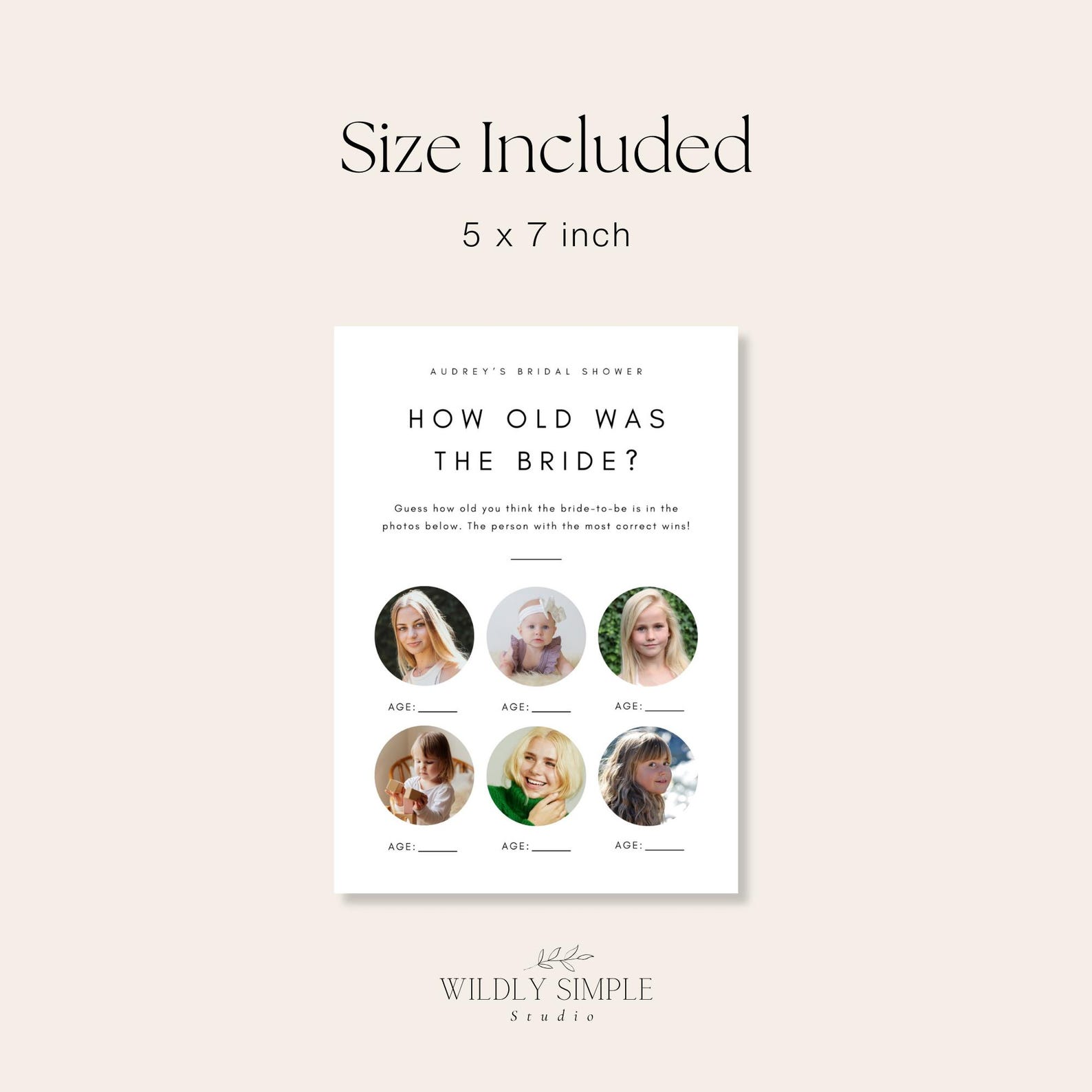 How Old Was the Bride Template, Modern Bridal Shower Game, Printable ...