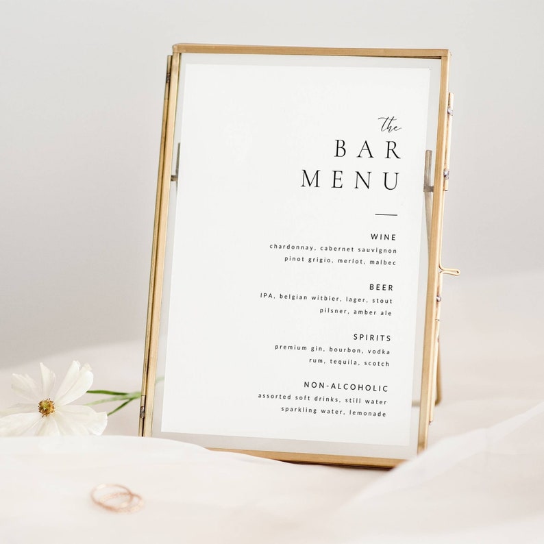 Simple Minimalist Bar Menu Sign Template, Modern Drink Menu Template ...