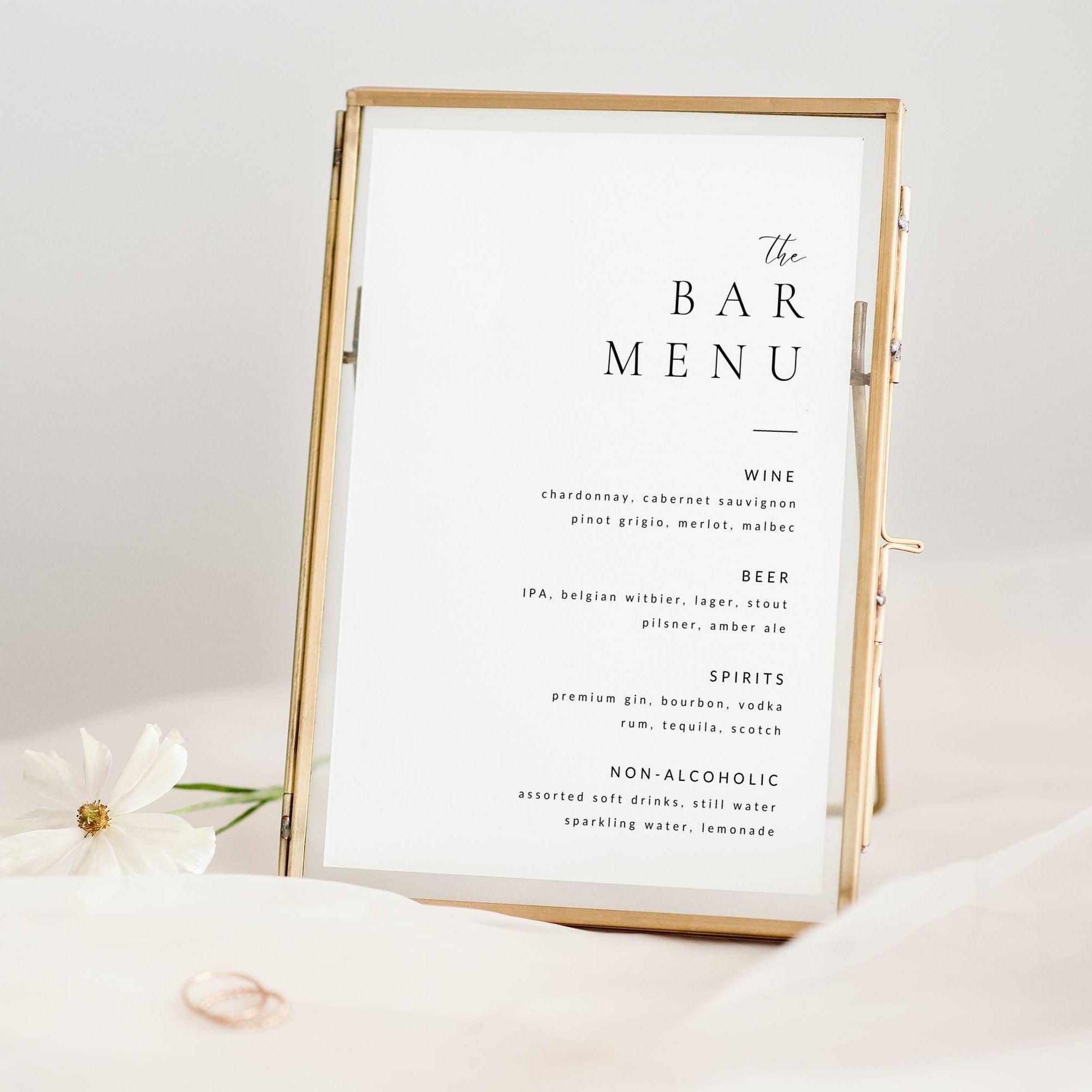 Simple Minimalist Bar Menu Sign Template, Modern Drink Menu Template ...