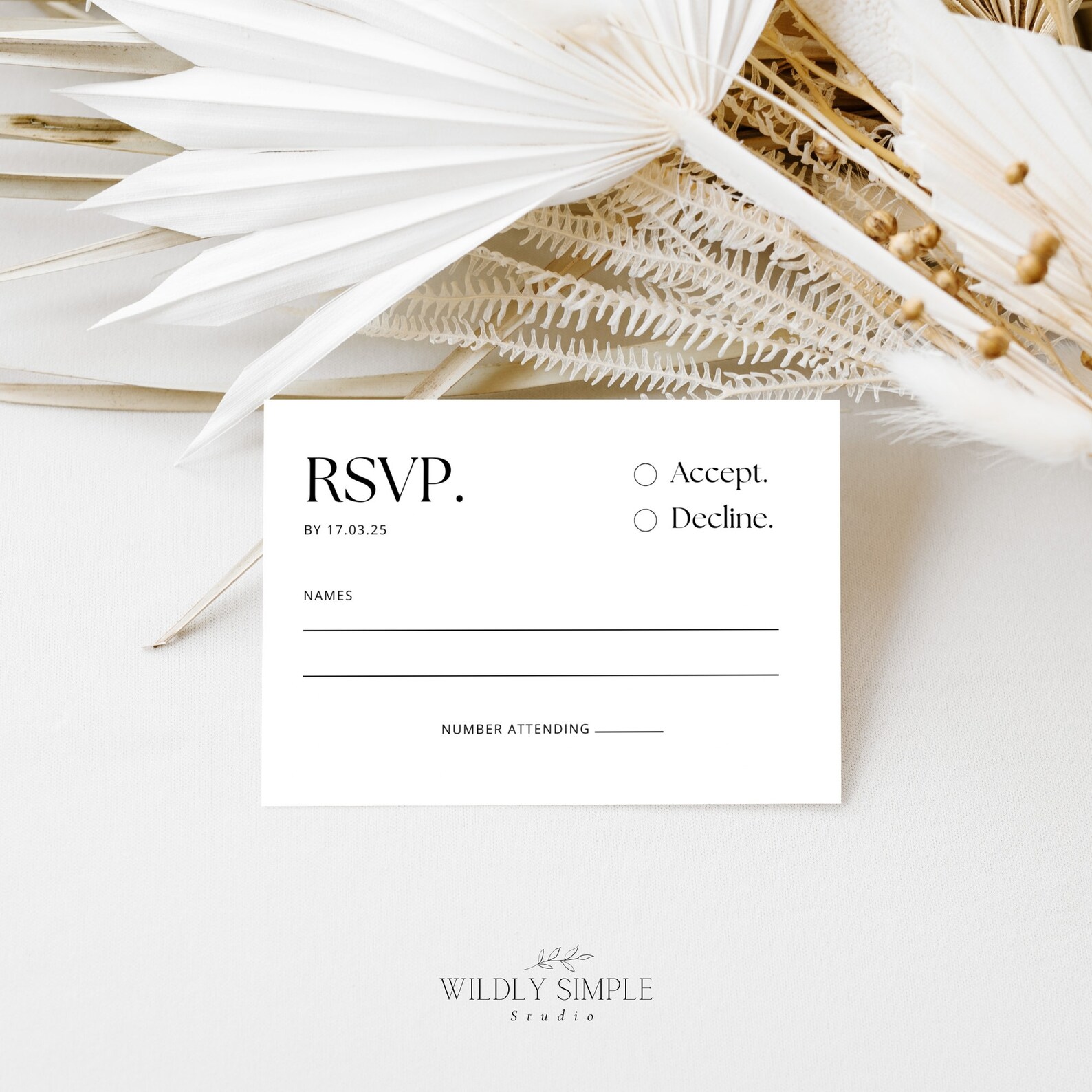 Minimalist Wedding RSVP Card, Modern Response Card, Simple Enclosure ...