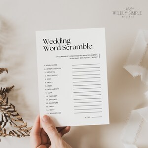 Wedding Word Scramble Editable, Bridal Shower Table Game, Fun Modern ...