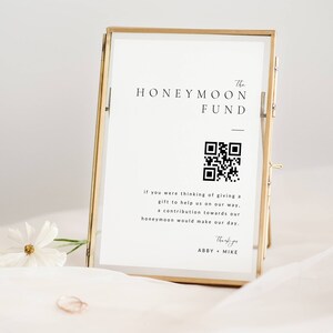 QR Code Wedding Honeymoon Fund, Minimalist Wishing Well Table Sign ...