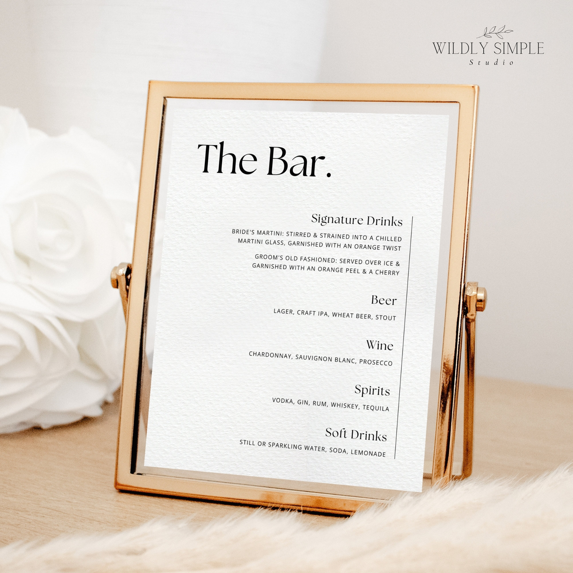 Cash Bar Menu, Wedding Drinks Menu, Beer and Wine, Signature Drinks ...