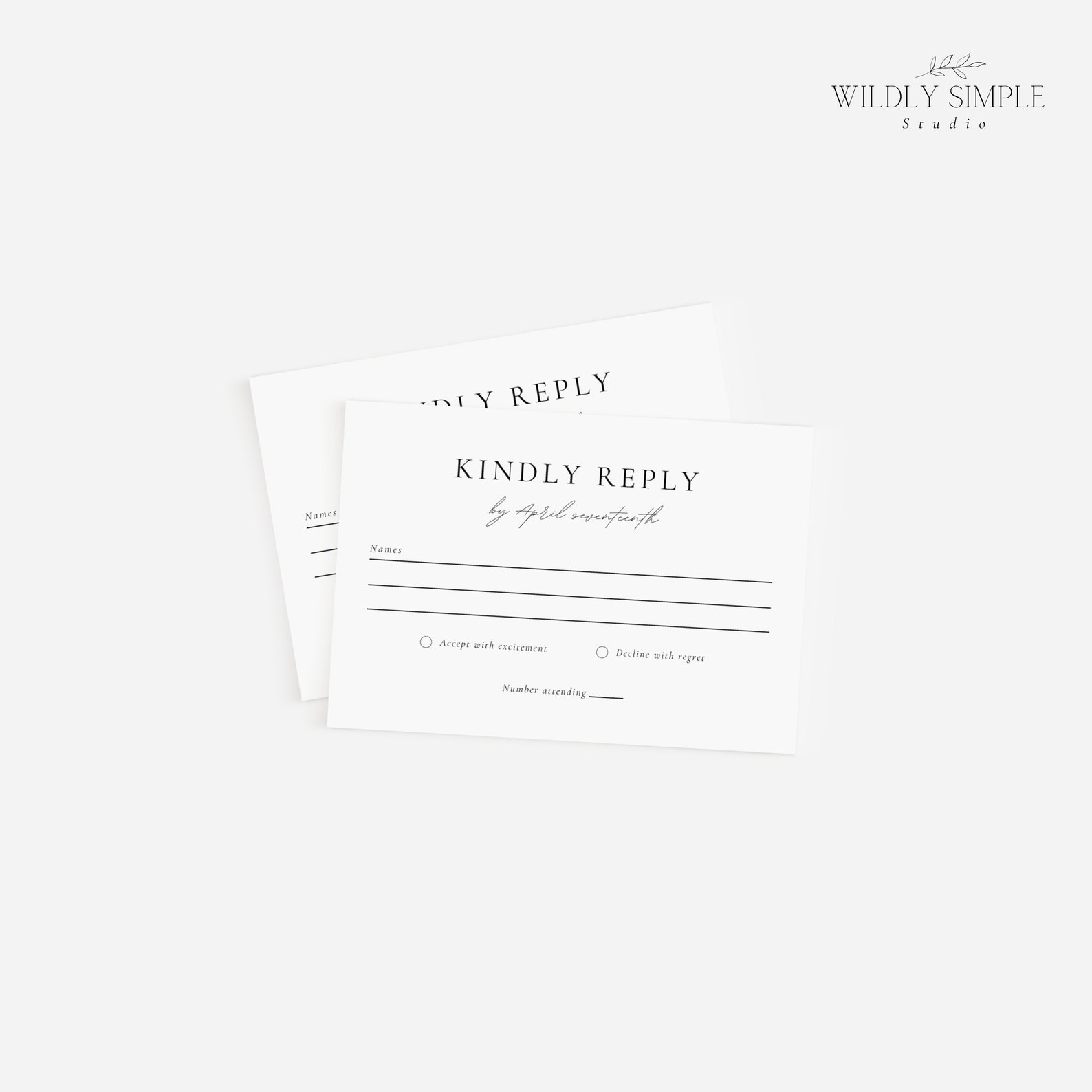 Elegant Wedding RSVP Card, Script Response Invitation Insert, Kindly ...