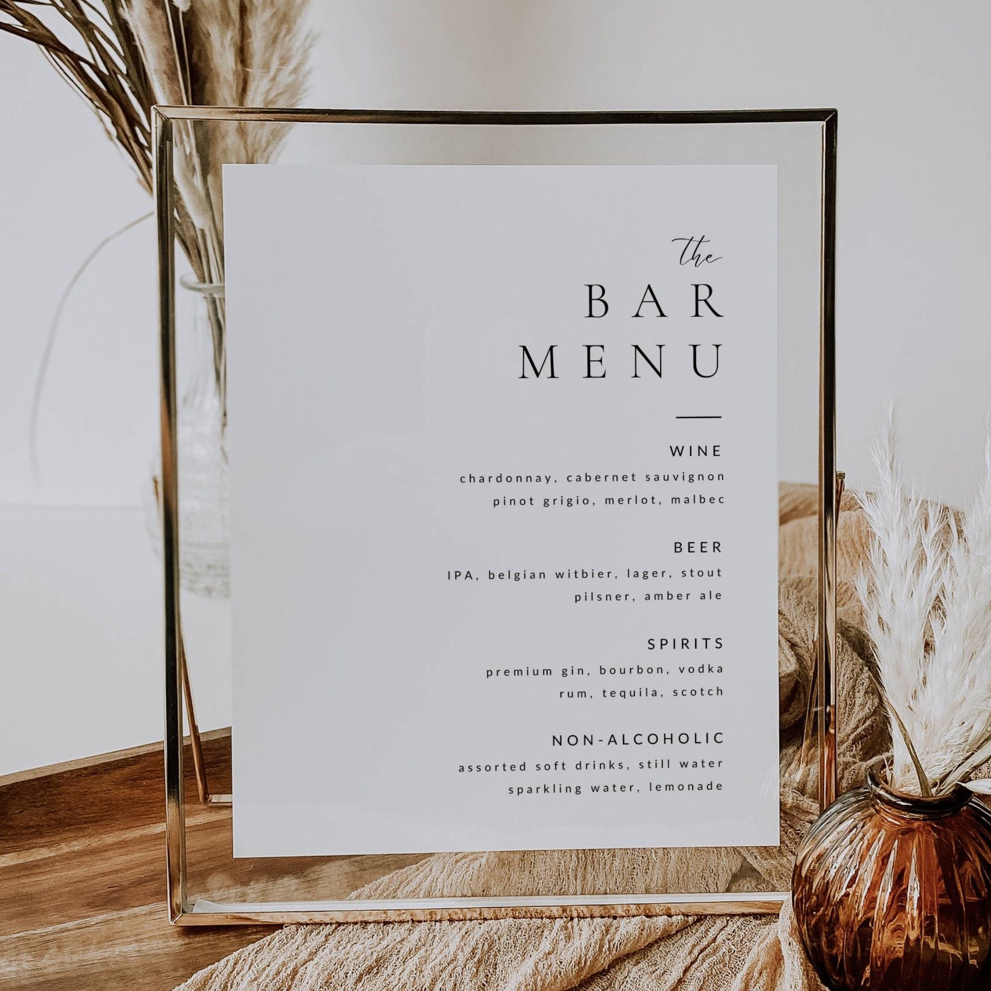 Simple Minimalist Bar Menu Sign Template, Modern Drink Menu Template ...