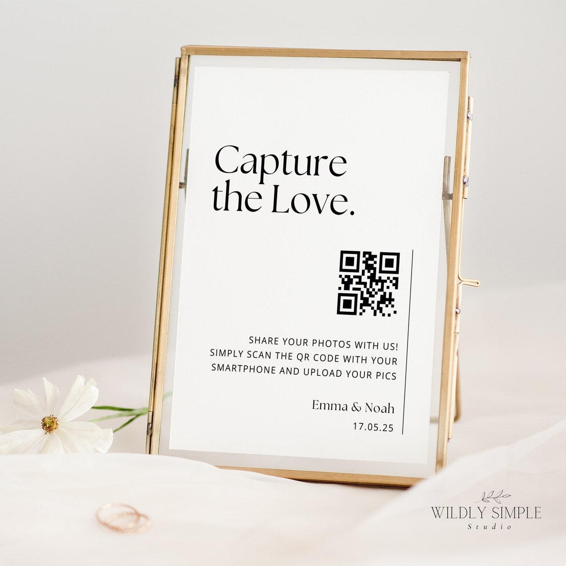 Capture the Love Wedding QR Code Sign, Share the Love, Modern Wedding ...