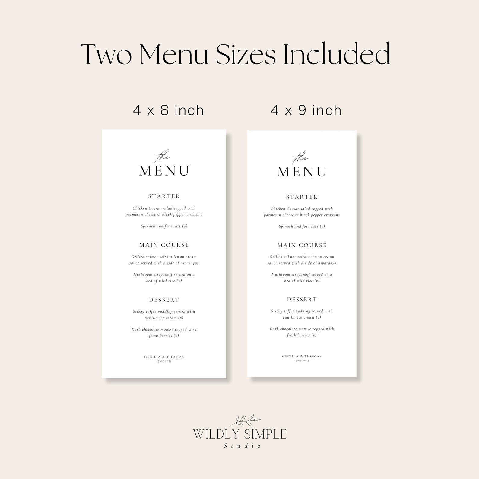 Menu and Place Card Combo, Elegant Dinner Party Set, Reception Table ...