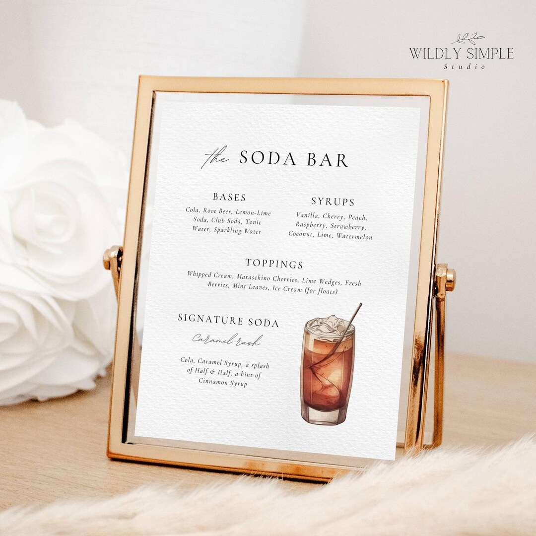 Soda Bar Menu for Wedding, Dirty Mocktail Signature Drink Sign ...
