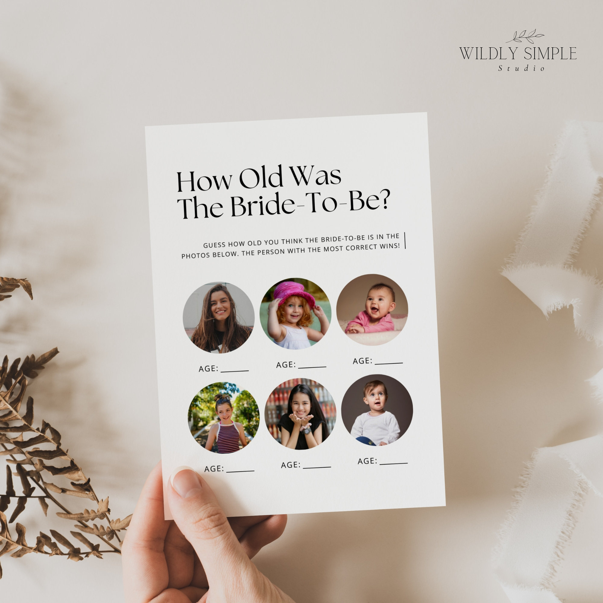 How Old Was the Bride Template, Modern Bridal Shower Game, Printable ...