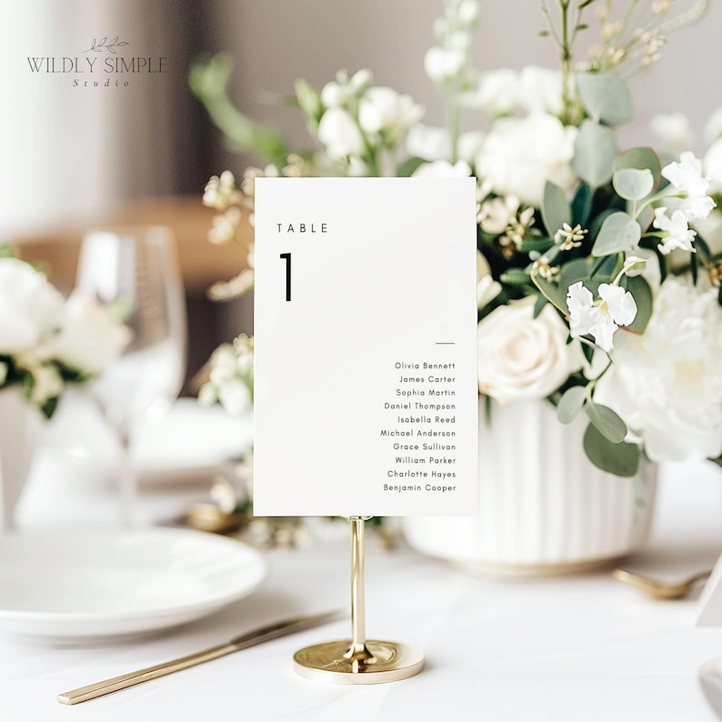 Table Numbers With Guest Names, 1-30 Personalised Seating Chart Cards ...