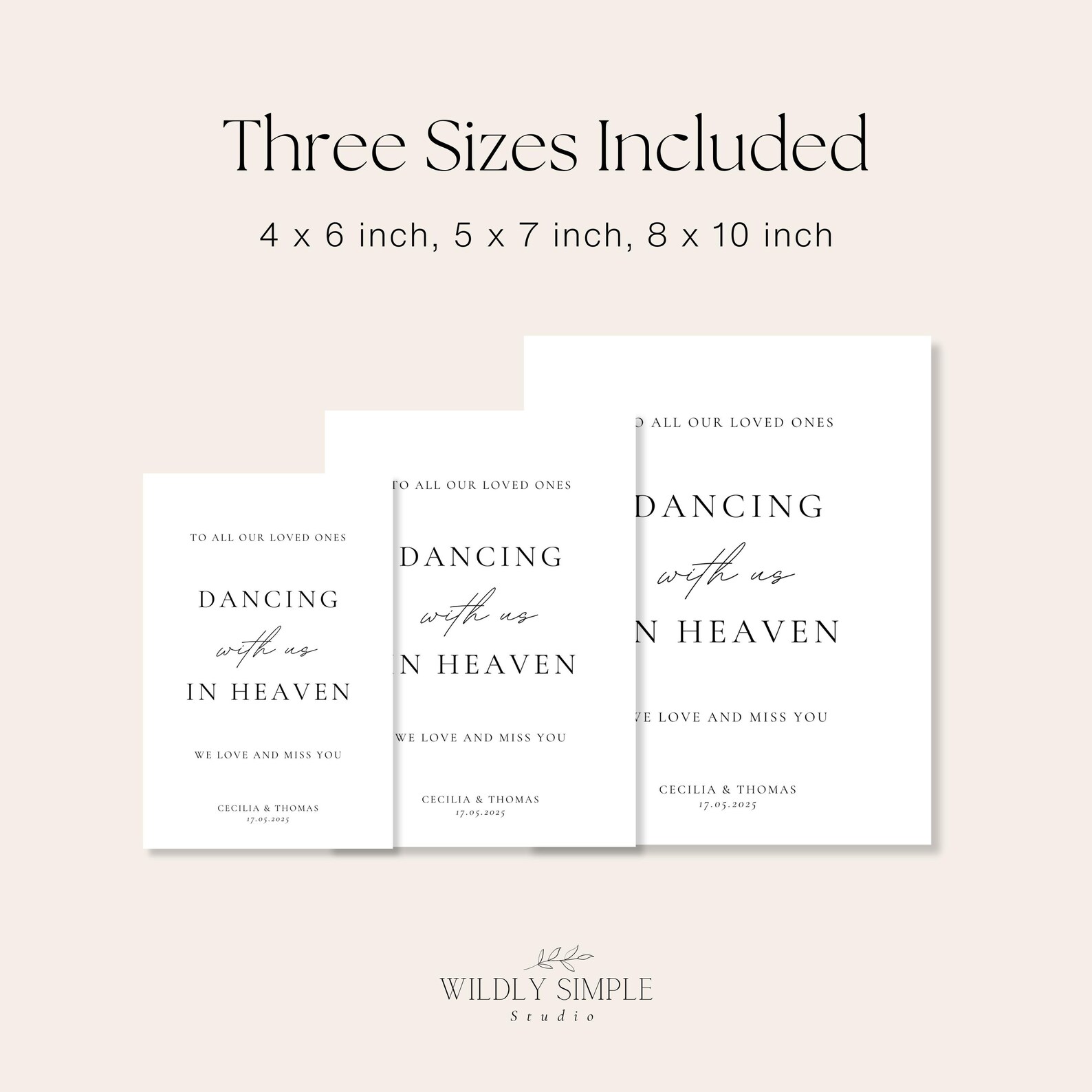 Dancing With Us in Heaven Wedding Sign, Elegant Wedding Memorial, in ...